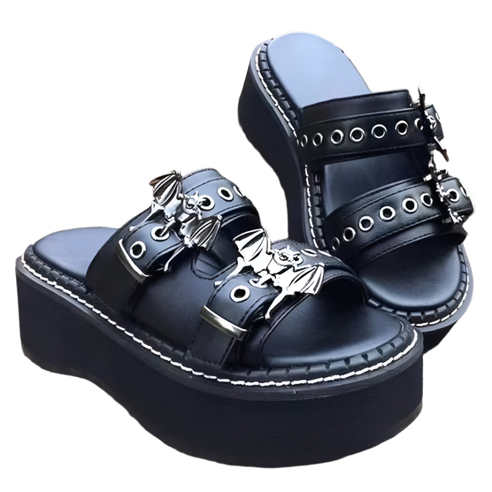 Bat Slides Sandals Gothic Summer Womens