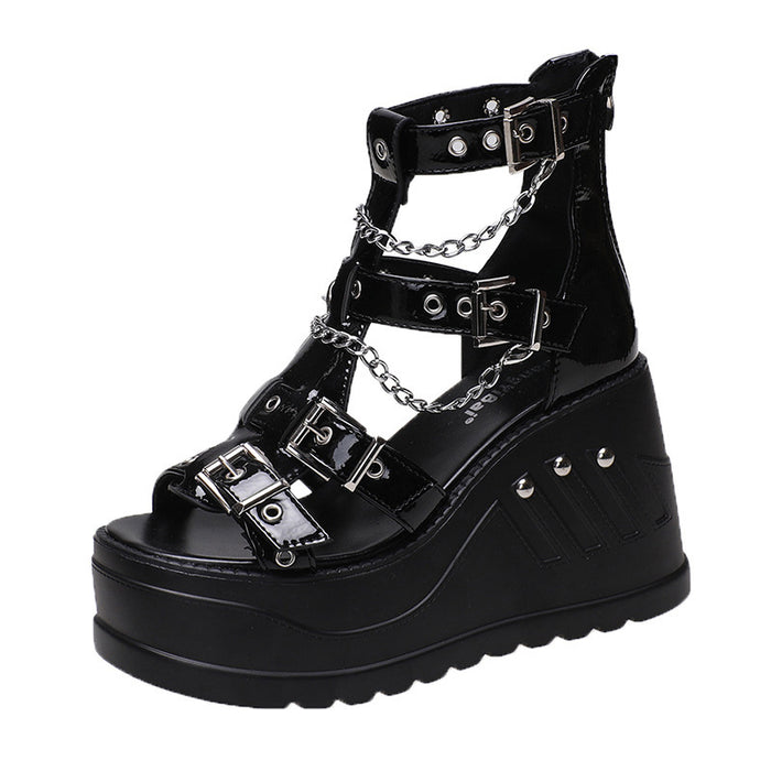 Goth Sandals for Women - Summer Low Shoes