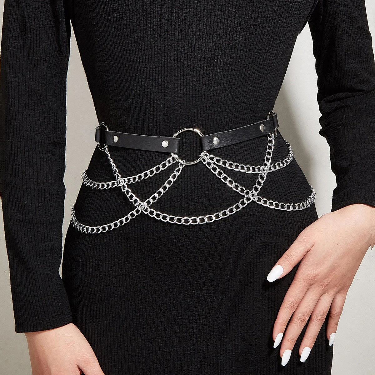 Goth Belt with Chains Womens