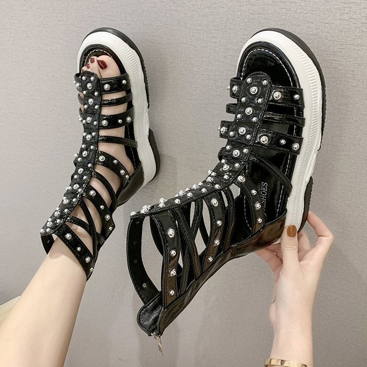 Goth Studded Ankle Sandals