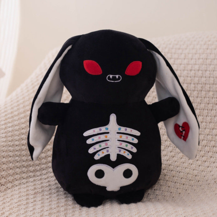 Gothic Black Bunny Plush with Red Eyes