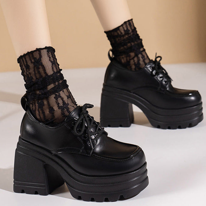 Gothic Oxford Loafer Platform Heels