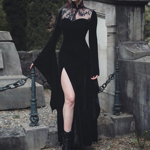 Long Sleeved Black Goth Dress