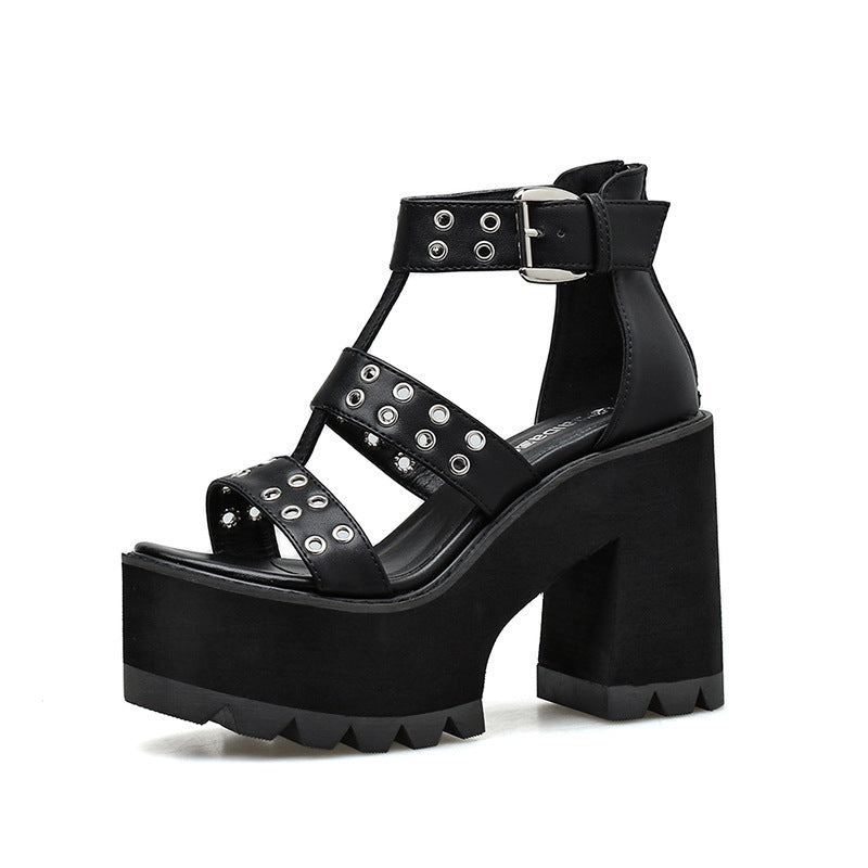 Rivet Goth Sandal Platform Heels