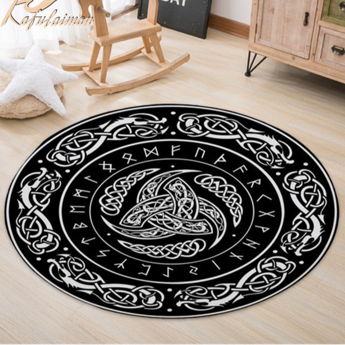 Round Black Occult Rug