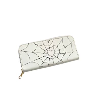 White Goth Heart Spider Web Wallet
